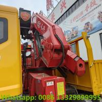 China factory sale lowest price Dongfeng D9 190hp diesel 6.3tons telescopic crane mounted on truck for sale, cargo truck crane for sale