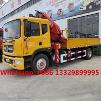 China factory sale lowest price Dongfeng D9 190hp diesel 6.3tons telescopic crane mounted on truck for sale, cargo truck crane for sale