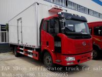 China 10 tons FAW Jiefang 4x2 new mobile cold room trucks for sale, FAW brand 4*2 LHD 10tons refrigerated van truck for sale for sale