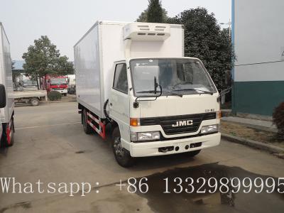 China best price JMC 4*2 LHD 115hp cold room truck for sale, high quality CLW brand JMC LHD diesel 3-5tons cold room truck for sale