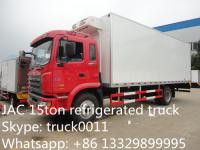 China JAC brand LHD 15tons refrigerated truck for fresh fruits and vegetables for sale, JAC brand 10-15tons cold room truck for sale