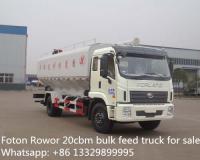 China Foton 20cbm poultry animal feed truck for sale, forland brand 8-10tons farm-oriented animal feed delivery truck for sale