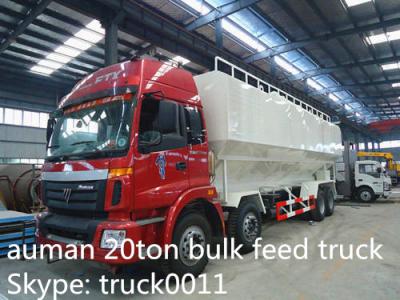 China Foton auman 8*4 40cbm bulk feed transported truck for sale, 20tons farm-oriented animal feed pellet tank truck for sale　 for sale