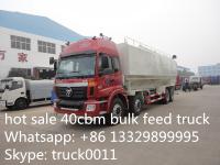 China Foton auman 8*4 40cbm bulk feed transported truck for sale, 20tons farm-oriented animal feed pellet tank truck for sale　 for sale