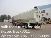 China Foton auman 8*4 40cbm bulk feed transported truck for sale, 20tons farm-oriented animal feed pellet tank truck for sale　 for sale