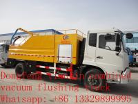 China factory price Dongfeng tianjin combined vacuum flushing truck for sale, vacuum truck for sale