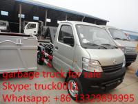 China Chang’an 4*2 LHD mini hook lifter garbage truck for sale,best price and high quality Chang'an skid loader for sale for sale