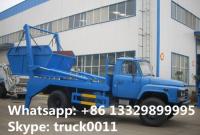 China Dongfeng 140 long nose 6cbm swing arm garbage carrier,  best price yuchai 140hp skid loader garbage truck for sale for sale