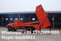 China Dongfeng 140 long nose 6cbm swing arm garbage carrier,  best price yuchai 140hp skid loader garbage truck for sale for sale
