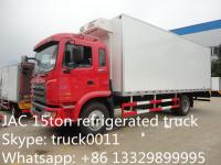 China JAC brand LHD 15tons refrigerated truck for fresh fruits and vegetables for sale, JAC brand 10-15tons cold room truck for sale