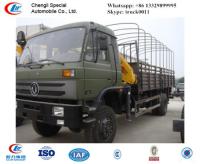China dongfeng 4*4 knuckle boom mounted on truck, hot sale dongfeng truck with crane for sale, best price crane truck for sale