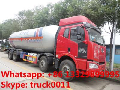 China FAW brand 8*4 LHD lpg gas delivery truck for sale, hot sale best price 15tons bulk lpg gas propane storage tank truck for sale