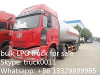 China FAW brand 8*4 LHD lpg gas delivery truck for sale, hot sale best price 15tons bulk lpg gas propane storage tank truck for sale