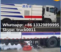 China dongfeng 4*2 street high pressure cleaning sweeper truck, hot sale best price highpressure washing truck on road sweeper for sale
