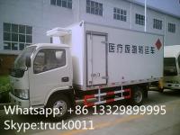 China dongfeng 95hp diesel 4*2 3ton frozen food transported truck, hot sale dongfeng brand 5tons frozen food dolc room truck for sale