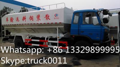 China dongfeng 190hp 10ton electronic/hydraulic discharging animal feed deliery truck for sale, farm-oriented fish feed truck for sale