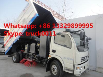China Dongfeng 4*2 LHD road sweeper truck (2cbm water tank+5cbm wastes van) for sale, best price Dongfeng sweeping vehicle for sale