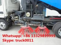 China Dongfeng 4*2 LHD road sweeper truck (2cbm water tank+5cbm wastes van) for sale, best price Dongfeng sweeping vehicle for sale