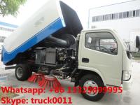 China Dongfeng 4*2 LHD road sweeper truck (2cbm water tank+5cbm wastes van) for sale, best price Dongfeng sweeping vehicle for sale