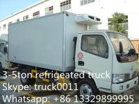 China hot sale 2tons-3tons refrigerated truck for transported tuna, dongfeng reefer van truck for fresh seafood for sale for sale