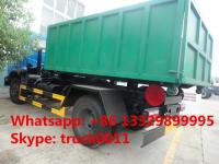 China dongfeng brand 4*2 LHD Cummins 190hp hook lifter garbage truck for sale, best price dongfeng wastes collecting vehicle for sale