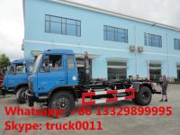 China dongfeng brand 4*2 LHD Cummins 190hp hook lifter garbage truck for sale, best price dongfeng wastes collecting vehicle for sale