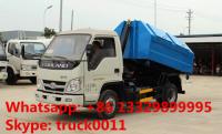 China dongfeng brand 4*2 LHD mini hydraulic arm trash truck for sale, hot sale factory price forlandhook lift garbage truck for sale