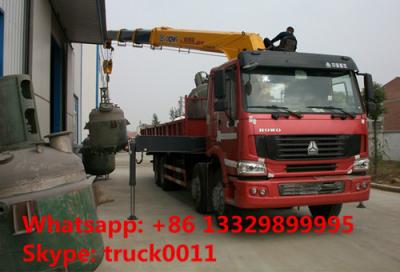 China Heavy duty SINO TRUK 8*4 HOWO 16tons Truck with Crane,factory sale best price Truck with XCMG Crane Truck with crane for sale