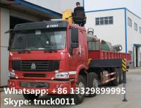China Heavy duty SINO TRUK 8*4 HOWO 16tons Truck with Crane,factory sale best price Truck with XCMG Crane Truck with crane for sale