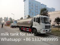 China Hot sale new 8cbm-10cbm dongfeng milk liquid food truck, factory sale best price 10m3 stainless steel milk tank truck for sale