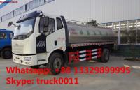 China hot sale FAW brand 10,000L stainles steel food grade milk tank truck, China famous brand FAW 10,000Lliquid food truck for sale