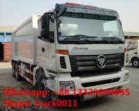 China Foton Auman 6*4 LHD 18m3 garbage compactor truck for sale, factory sale new brand cheaper 18cbm compacted garbage truck for sale