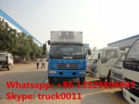 China dongfeng DFAC fish vegetable food meat hook refrigerator truck, dongfeng 120hp seafood transported cold room truck for sale