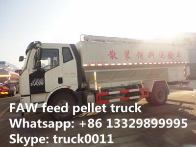 China hot sale FAW LHD 180hp 20m3 poultry feed pellet truck, factory direct sale FAW 8tons-12tons bulk feed transporting truck for sale
