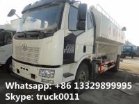 China hot sale FAW LHD 180hp 20m3 poultry feed pellet truck, factory direct sale FAW 8tons-12tons bulk feed transporting truck for sale