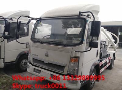 China 2020 hot sale 4*2 HOWO 5000L sewage suction truck, factory direct sale HOWO brand 5cubic meters vacuum suction truck for sale