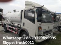 China 2020 hot sale 4*2 HOWO 5000L sewage suction truck, factory direct sale HOWO brand 5cubic meters vacuum suction truck for sale
