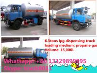 China dongfeng brad 10,000L lpg gas delivery truck for sale, Dongfeng 190hp cooking gas transporting tank vehicle for sale for sale