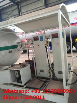 China 8MT mobile skid mounted lpg gas filling plant with two electronic scales and filling nozzles, skid propane gas plant for sale