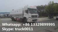 China Dongfeng tianlong 8*4 40-45cbm animal poultry feed truck for sale, 20tons hydraulic farm-oriented feed tank truck for sale