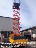 China hot sale dongfeng  4*2 LHD 100hp diesel 12m aerial work platform truck,hydraulic scissor high altitude operation truck for sale