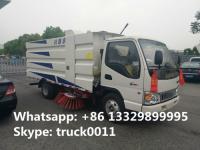 China total new JAC brand 4*2 LHD small street sweeper truck for sale, best price JAC brand 3tons road sweeping vehicle for sale