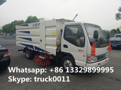 China total new JAC brand 4*2 LHD small street sweeper truck for sale, best price JAC brand 3tons road sweeping vehicle for sale