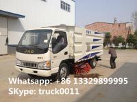 China total new JAC brand 4*2 LHD small street sweeper truck for sale, best price JAC brand 3tons road sweeping vehicle for sale