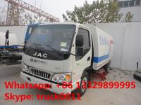 China total new JAC brand 4*2 LHD small street sweeper truck for sale, best price JAC brand 3tons road sweeping vehicle for sale