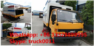 China JMC brand 4*2 LHD 108hp diesel road cleaning truck for sale, best price JMC brand small road sweeper vehicle for sale for sale