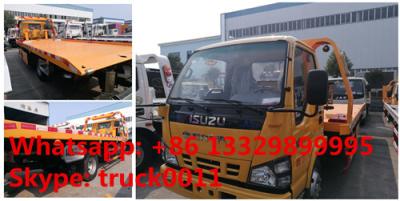 China 2020s new Isuzu 4*2 LHD 600P 120hp diesel Road wrecker tow truck for sale, best price isuzu flatbed towing vehicle for sale
