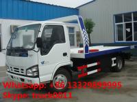 China 2020s new Isuzu 4*2 LHD 600P 120hp diesel Road wrecker tow truck for sale, best price isuzu flatbed towing vehicle for sale