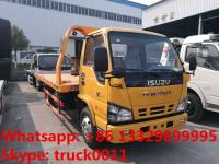 China 2020s new Isuzu 4*2 LHD 600P 120hp diesel Road wrecker tow truck for sale, best price isuzu flatbed towing vehicle for sale