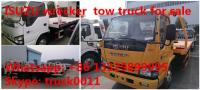 China 2020s new Isuzu 4*2 LHD 600P 120hp diesel Road wrecker tow truck for sale, best price isuzu flatbed towing vehicle for sale